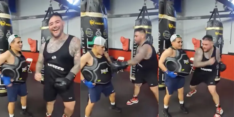 Andy Ruiz realiza un "body shot challenge" y muestra su poder de puños ...